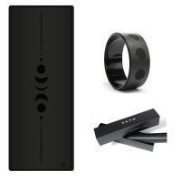 China Custom Design Embosed Laser Printed Natural Rubber Black PU Yoga Mats with yoga wheel for sale