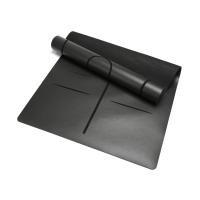 China Custom Design Embosed Laser Printed Natural Rubber Black PU Yoga Mats with yoga wheel for sale