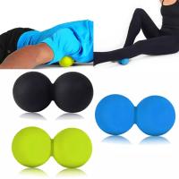 China Custom yoga shoulder neck physical Massage therapy ball peanut roller silicone fitness foot double massage ball for sale