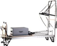China Aluminum Pilates Reformer with tower featuring steel frame padded upholstery ideal for studio and gym for sale