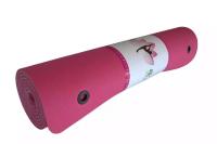 China Pink Colour Double Layer TPE Non Slip Yoga Mat for Home Gym for Women Men, 72” x 26” x 1/4 inch for sale