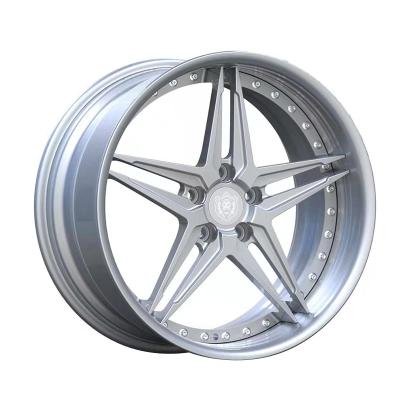 China 19-inch two-piece custom forged alloy wheels with deep concave type and brushed silver wheel rims for sale
