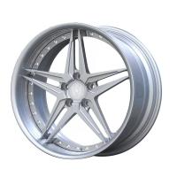 China 19-inch two-piece custom forged alloy wheels with deep concave type and brushed silver wheel rims for sale