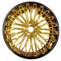 China Custom forged aluminum alloy car rim 18 19 20 21 22 inch 5x120 glod color brushed forged car wheels for sale