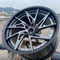 China 2 piece custom concave brushed wine red colour polished lip forged wheels for sale