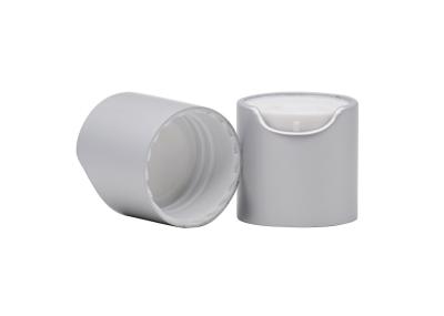 China 24mm Aluminum Disc Top Cap Matte Silver Plastic Screw For Bottles UV Coating for sale