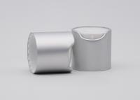 China 24mm Aluminum Disc Top Cap Matte Silver Plastic Screw For Bottles UV Coating for sale