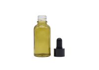 China Cosmetic 30ml Essential Oil Bottle Green Glass Dropper Screen Printing for sale