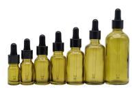 China Glass Dropper Essential Oil Bottle 30ml 100ml Cosmetic Clear Green for sale
