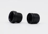 China CRC Plastic Screw Cap With Insert For Glass Bottles 18mm Black Tamper Evident Cap for sale