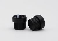 China CRC Essential Oil Plastic Screw Caps Plastic Black With Insert 18mm Tamper Evident for sale