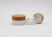 China Frosted Clear Cream Cosmetic Jar Container 100g Empty With Bamboo Lid for sale