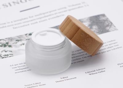 China Frosted Clear Cream Cosmetic Jar Container 100g Empty With Bamboo Lid for sale