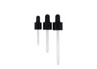 China 15mm 18mm 24mm Black Glass Dropper Pipette Smooth Plastic Cap For Bottles for sale