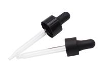 China 15mm 18mm 24mm Black Glass Dropper Pipette Smooth Plastic Cap For Bottles for sale