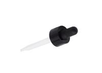 China 15mm 18mm 24mm Black Glass Dropper Pipette Smooth Plastic Cap For Bottles for sale