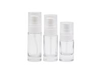 China Transparent Glass Cosmetic Spray Bottle 20ml 30ml Lotion Empty Cylinder for sale