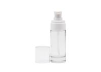 China Transparent Glass Cosmetic Spray Bottle 20ml 30ml Lotion Empty Cylinder for sale