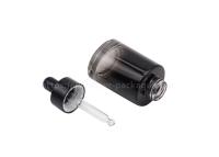China Luxury Black Essential Oil Bottle Dropper Serum Glass Cylinder Cosmetic for sale