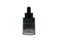 China Luxury Black Essential Oil Bottle Dropper Serum Glass Cylinder Cosmetic for sale
