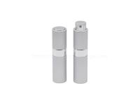 China Empty Twist Up Perfume Tester Bottle 8ml 10ml Round Aluminum Glass Refillable Mist Spray for sale