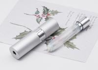 China Empty Twist Up Perfume Tester Bottle 8ml 10ml Round Aluminum Glass Refillable Mist Spray for sale
