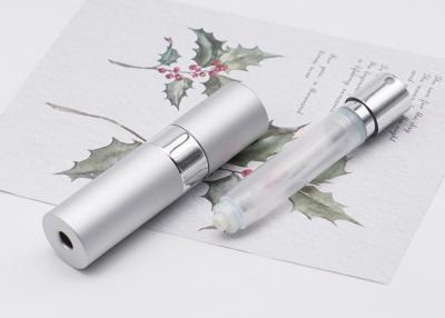 China Empty Twist Up Perfume Tester Bottle 8ml 10ml Round Aluminum Glass Refillable Mist Spray for sale