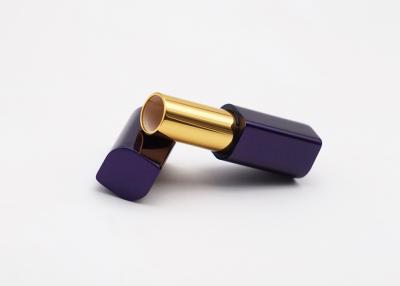 China Rhombus Shape Aluminum Empty Lipstick Container Tube Magnetic Dark Blue Cosmetic for sale
