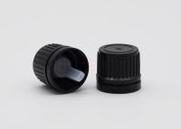 China Plastic Black Tamper Evident Cap With Clear Insert 18mm Screw For Glass Bottles for sale