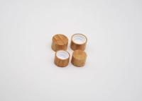 China Cosmetic Bamboo Covered Plastic Screw Cap Cylinder 18mm 15mm For Bottles for sale