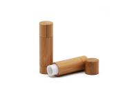 China Custom Empty Cosmetic Lip Balm Tube Bamboo Covered Lipstick 3.5g for sale