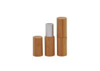 China Custom Empty Cosmetic Lip Balm Tube Bamboo Covered Lipstick 3.5g for sale