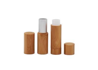China Custom Empty Cosmetic Lip Balm Tube Bamboo Covered Lipstick 3.5g for sale