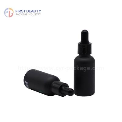China Black Glass Essential Oil Frosted Dropper Bottles Leak Proof for sale