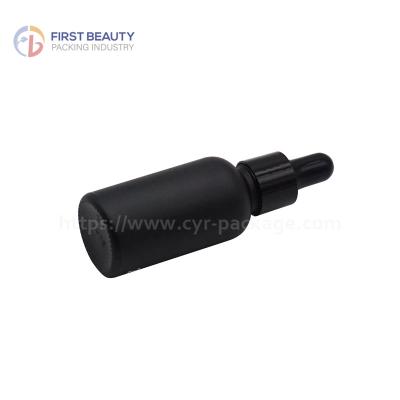 China Round Black Essential Oil Frosted Dropper Bottles 5ml - 100ml for sale