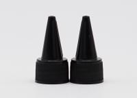 China Long Nozzle Solid Black Plastic Screw Caps 18mm 20mm 24mm 28mm Ribbed Closure for sale