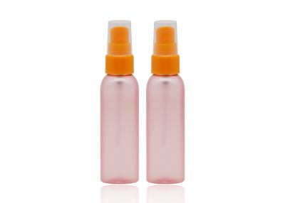 China Matte Pink 18mm 60ml Refillable Plastic Spray Bottles With Orange Fine Mist Pump for sale
