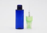 China 30 Ml Blue Refillable PET Plastic Spray Bottles With Light Green Mist Pump for sale