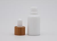 China White Glass Porcelain Aromatherapy Bottles 30ml With Bamboo White Dropper for sale