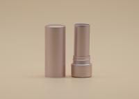 China Pale Pink Rose Color Cosmetic Lipstick Containers Metallic Simple Sense 3.5g Cylinder Shape for sale