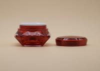 China Diamond Cosmetic Cream Containers , Red Color Arcylic Small Cosmetic Pots for sale