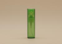 China Clear Green Refillable Glass Perfume Spray Bottles With AS Rectangle Bottle Cover for sale