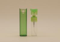 China Clear Green Refillable Glass Perfume Spray Bottles With AS Rectangle Bottle Cover for sale