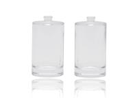 China Round Shape Glass Perfume Spray Bottles 50ml With Black Snap On Perfume Pump for sale