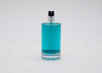 China Round Shape Glass Perfume Spray Bottles 50ml With Black Snap On Perfume Pump for sale