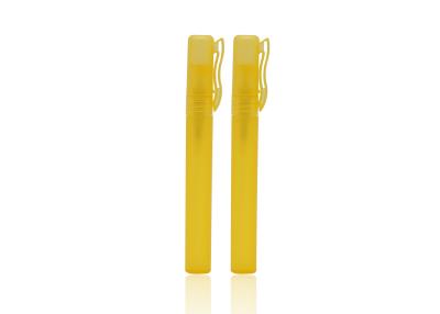 China Yellow Clip Type PP Refillable Plastic Spray Bottles 10ml Frosted Body for sale