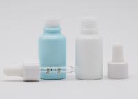 China Bluish Color Coating Essential Oil Dropper Bottles White Ceramic Bottle 30ml for sale