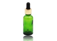 China Skin Care Green Color Essential Oil Dropper Bottles With Aluminum Dropper for sale