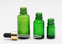 China Skin Care Green Color Essential Oil Dropper Bottles With Aluminum Dropper for sale