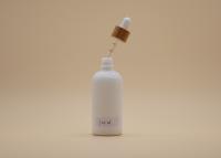 China Cylinder Shape White Glass Dropper Bottles 100ml For Cosmetic Packaging for sale